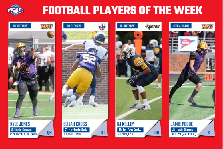 Football Players of the Week Announced - American Southwest Conference