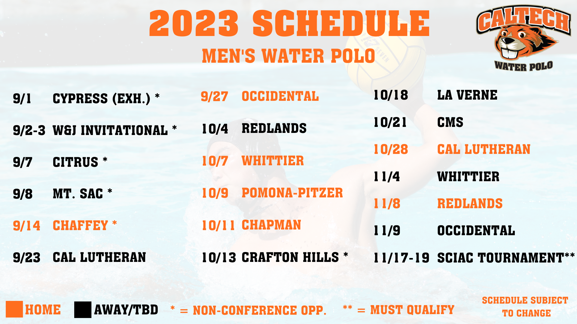 Men's Water Polo Announces 2023 Schedule - California Institute of ...