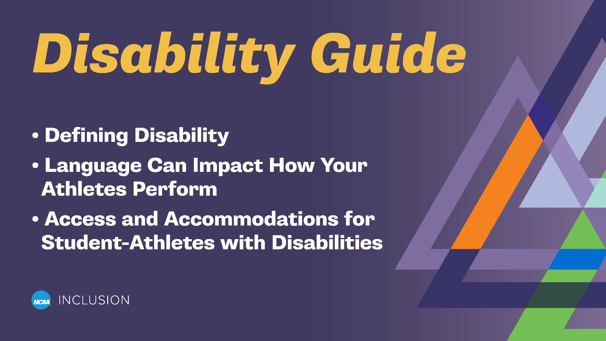 Disability guide available for membership - NCAA.org