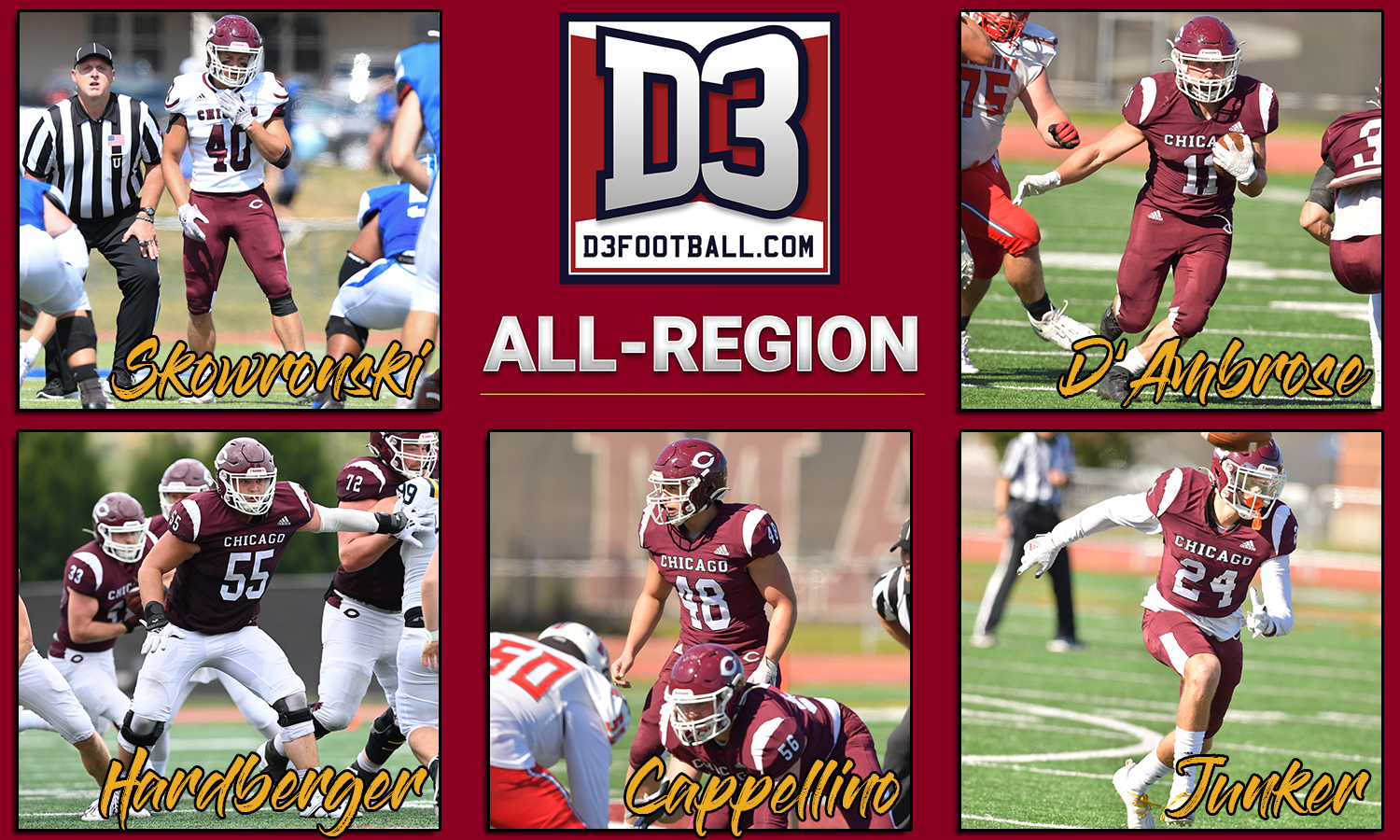 Five Maroons Earn All-Region from D3football.com - University of Chicago