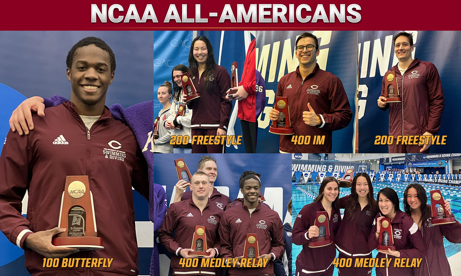 Maroon Swimming & Diving Reel in 14 All-American Honors at Day Two of ...