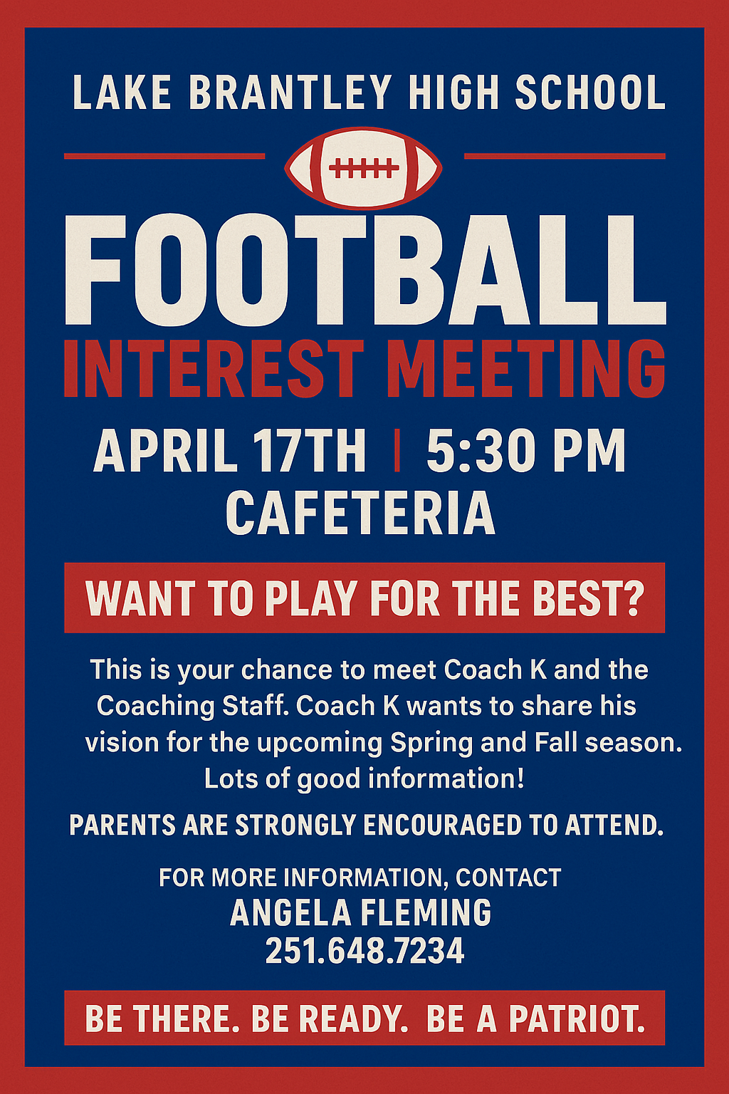 LBHS Football Schedule 2025-2026 - Lake Brantley High School