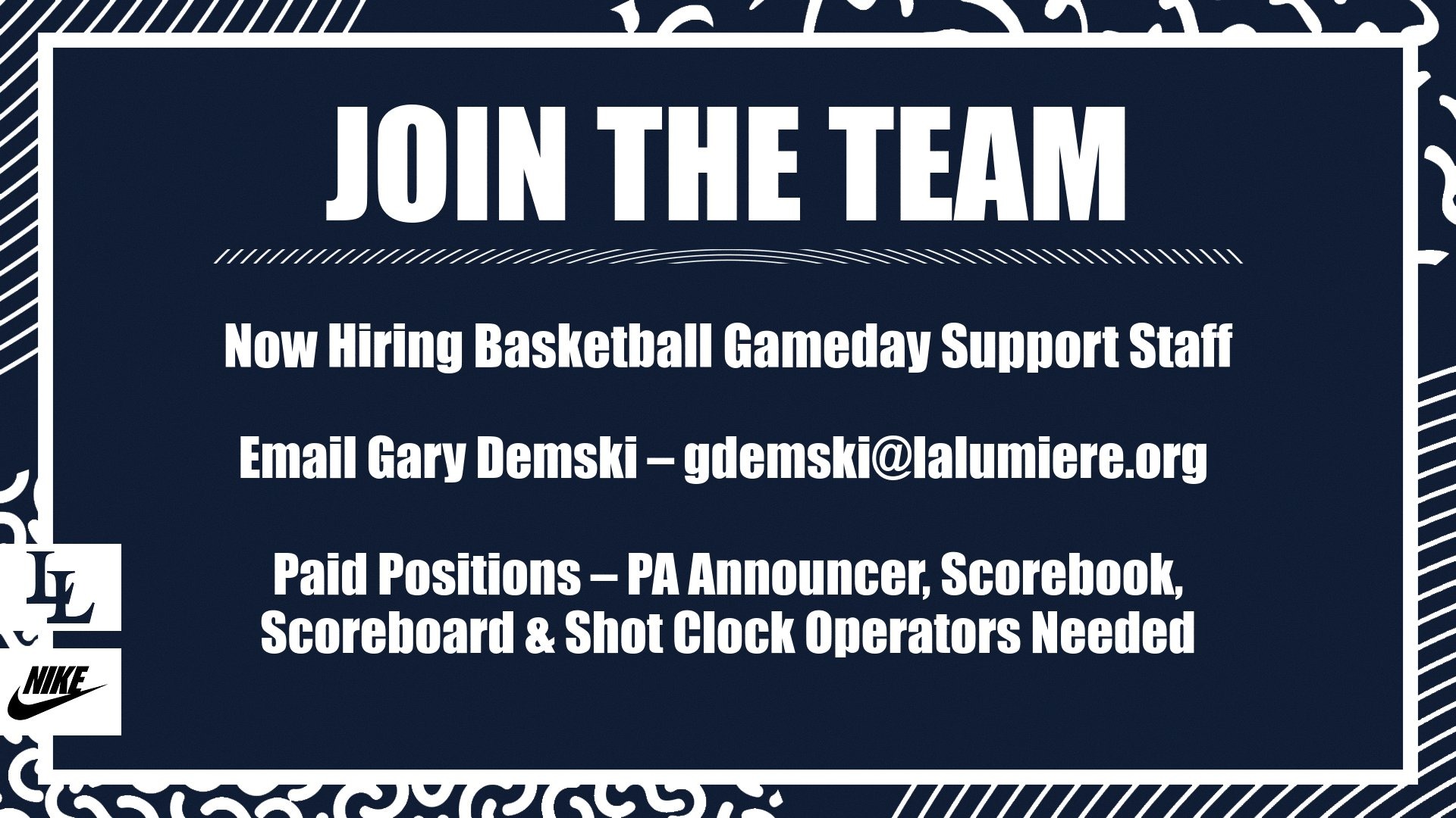 Basketball Gameday Staff Needed - La Lumiere School