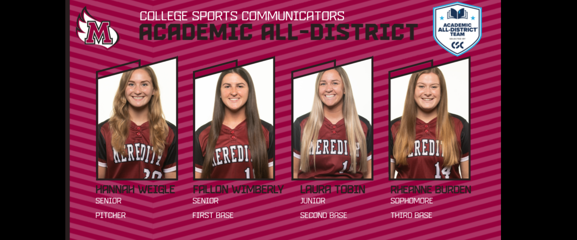 Four Softball Players Named CSC Academic All-District - Meredith College