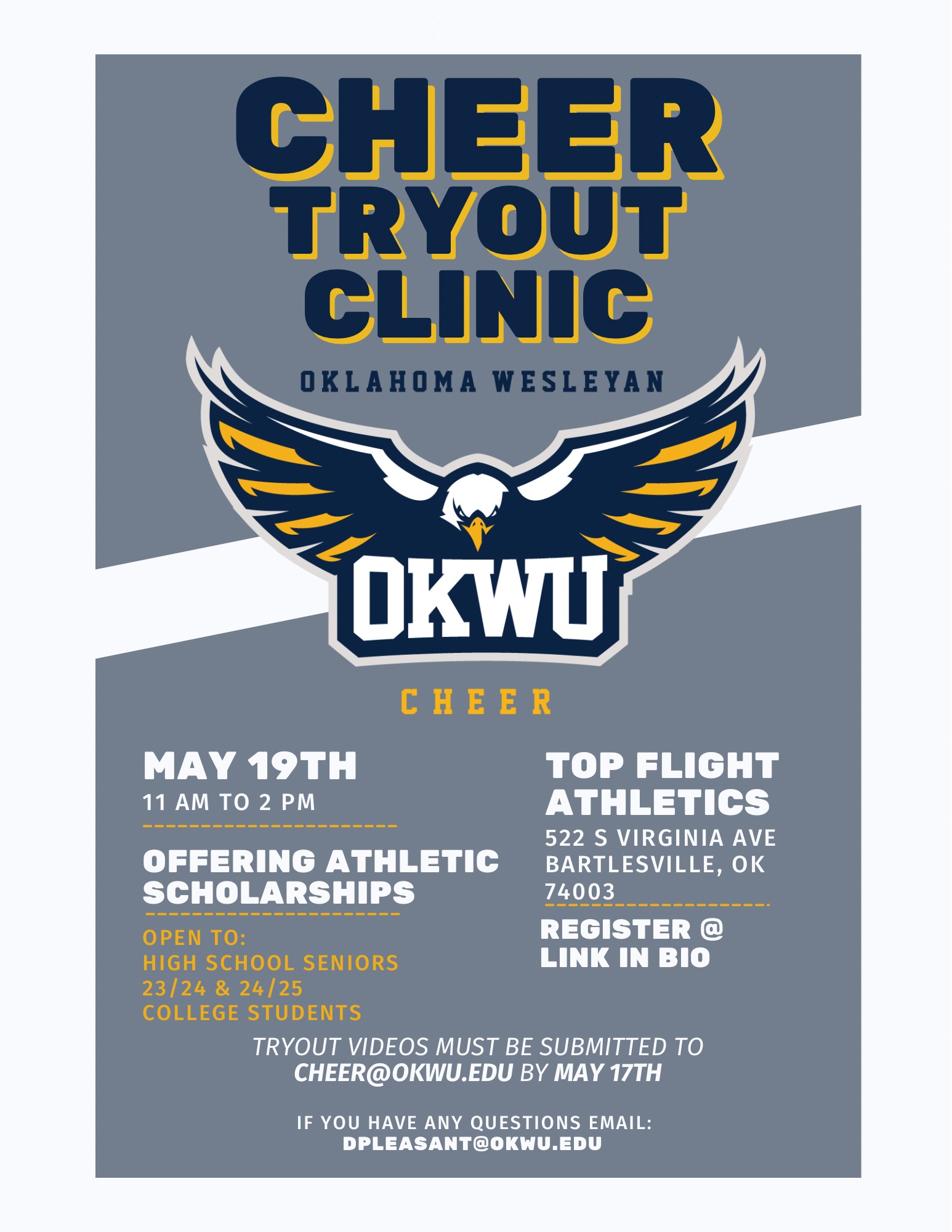 OKWU Cheer Hosts First Tryout for the 2024-2025 Season - OKWU Eagles ...