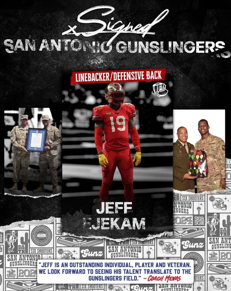 GUNSLINGERS SIGN LINEBACKER JEFF EJEKAM - San Antonio Gunslingers - IFL