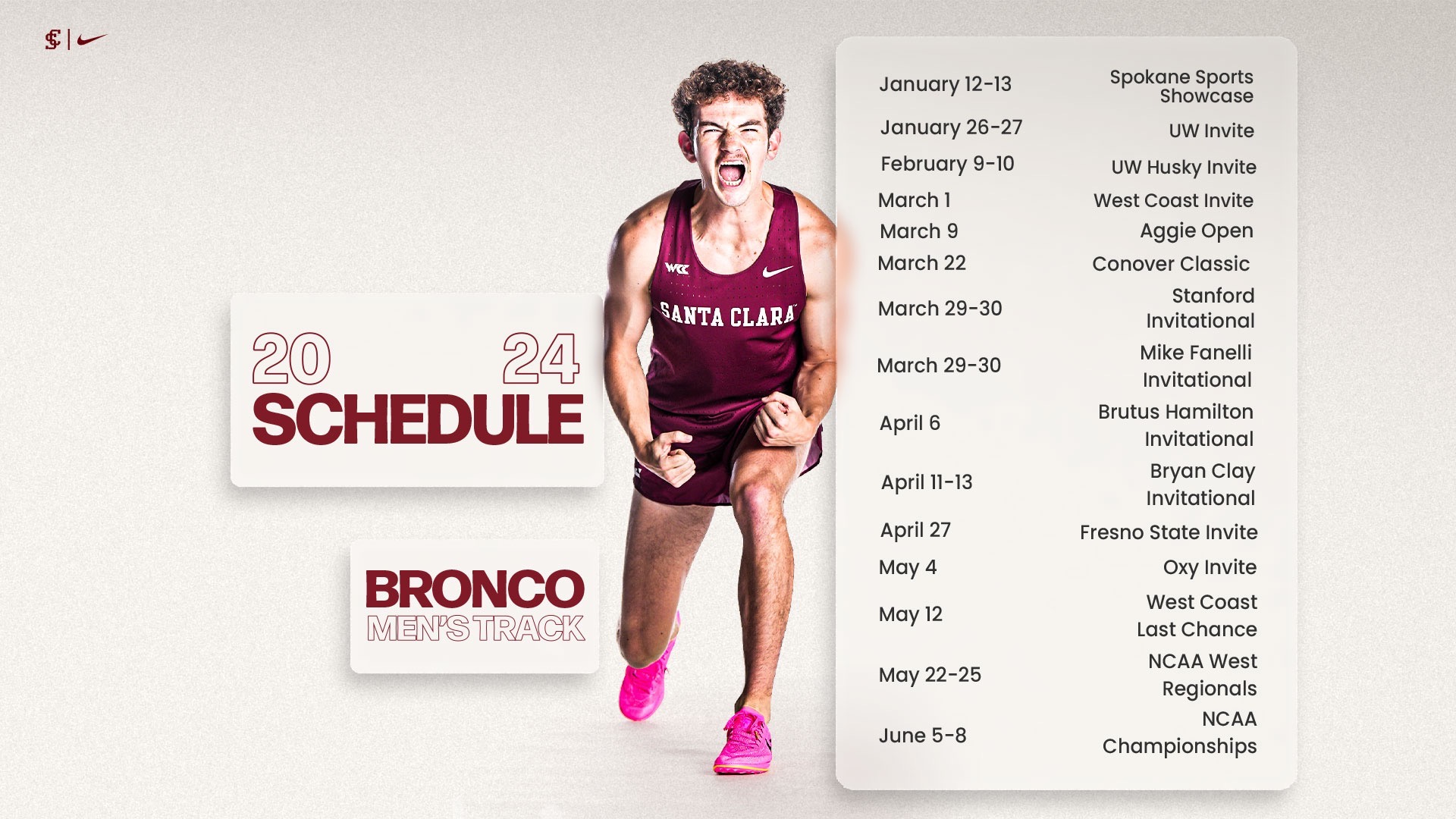 Men's Track and Field Unveils 2024 Schedule - Santa Clara University