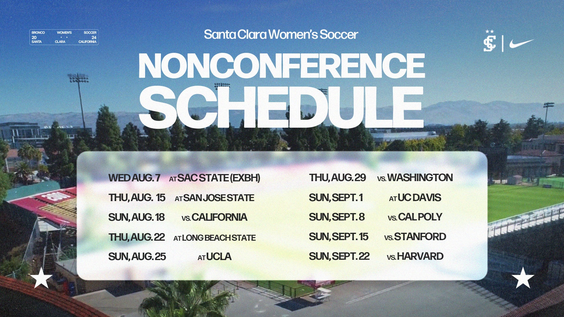 Women's Soccer Announces 2024 WCC Schedule - Santa Clara University