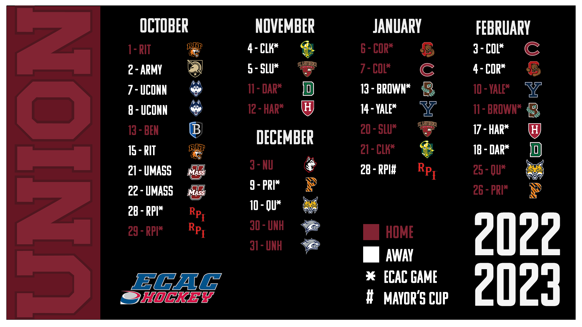 Men's Hockey Announces 2022-23 Schedule - Union College Athletics