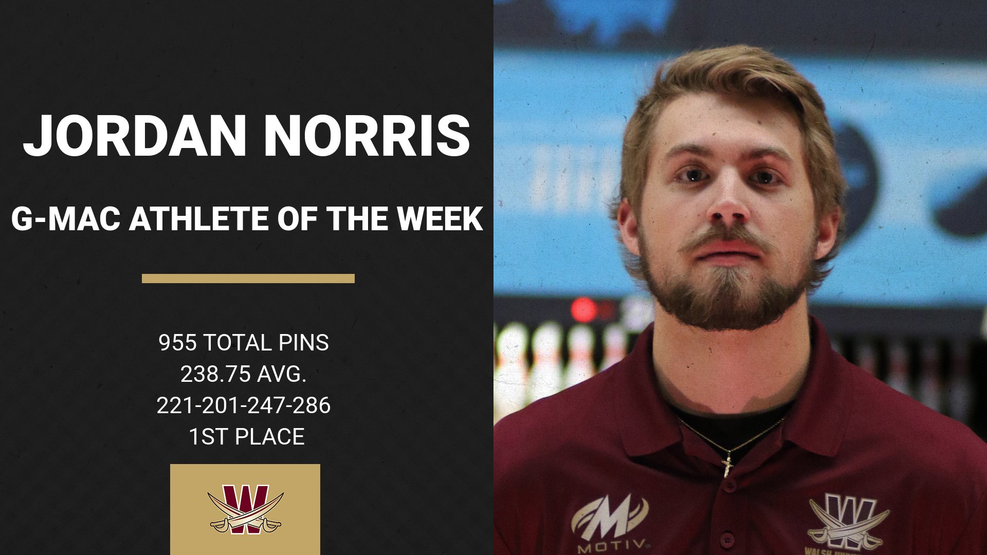 Jordan Norris Wins 2nd Athlete of the Week Nod - Walsh University